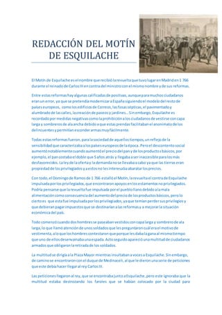 ¿Qué consecuencias tuvo para el marqués de Esquilache el Motín? | Que ...